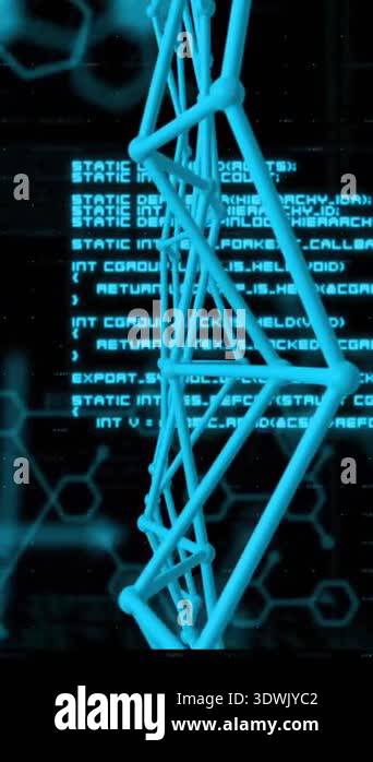 Animation of DNA strands and data charts in futuristic digital ...