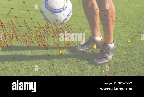 Man lifting foot and tapping ball upward on grass field showing soccer ...