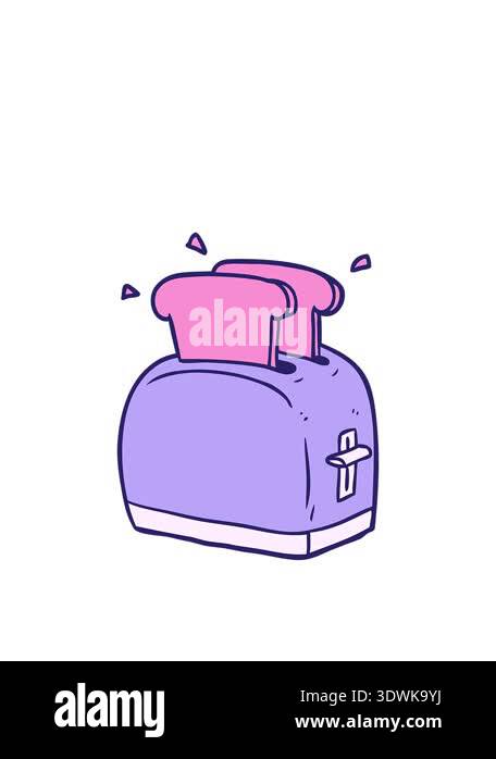 stretching up animation of cartoon toaster toasting bread Stock Video ...