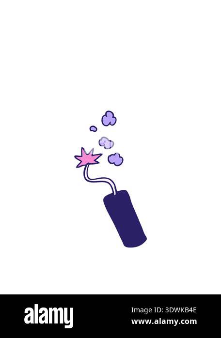 rise and float animation of hand drawn cartoon doodle of a lit dynamite ...