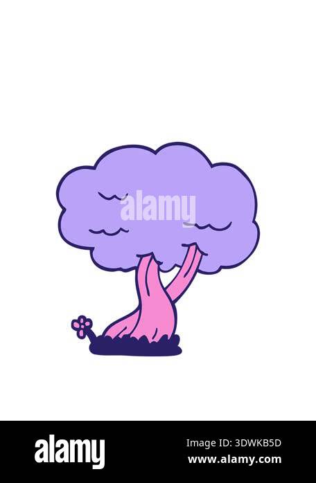 stretching up animation of cartoon doodle tree Stock Video Footage - Alamy