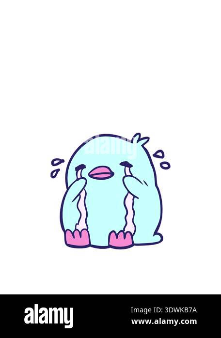 stretching up animation of cartoon crying bird Stock Video Footage - Alamy