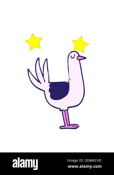 spinning stars animation of cartoon doodle tall bird Stock Video ...