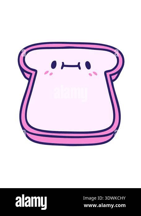 vibrating motion animation of cartoon slice of bread with face Stock ...