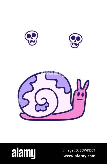 spinning skulls animation of hand drawn quirky cartoon snail Stock ...