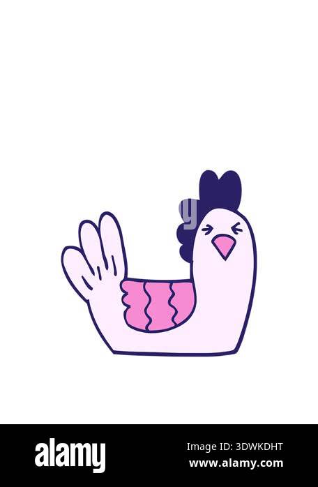 jumping motion animation of hand drawn doodle style cartoon roosting ...
