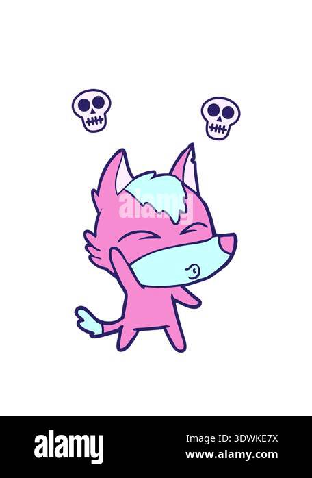 spinning skulls animation of fox drawing character Stock Video Footage ...