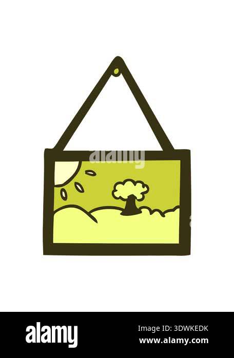 changing color animation of hand drawn cartoon doodle of a picture in ...