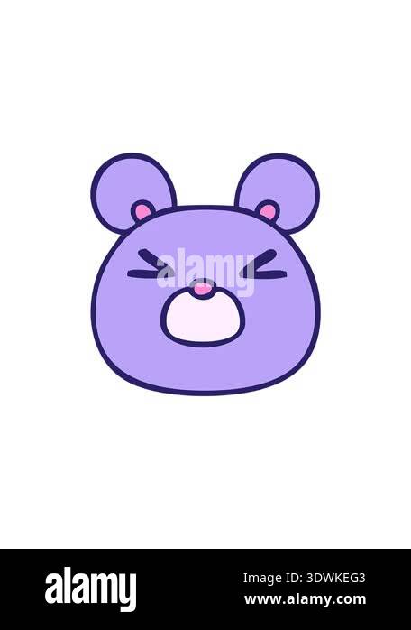 radioactive glowing animation of hand drawn quirky cartoon mouse face ...