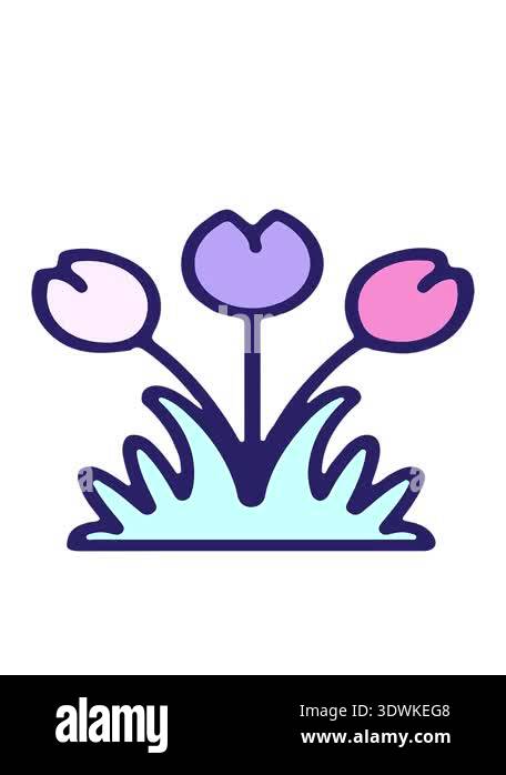 bobbing motion animation of cartoon tulip flower Stock Video Footage ...