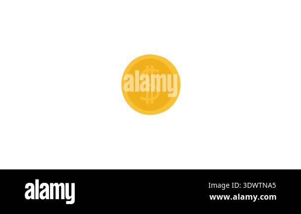 Animated golden coin with a dollar symbol falling and rotating ...