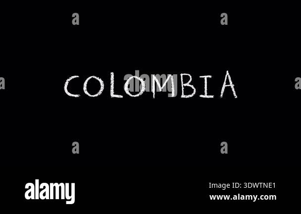 Animated chalk style writing of the word colombia on a black background ...