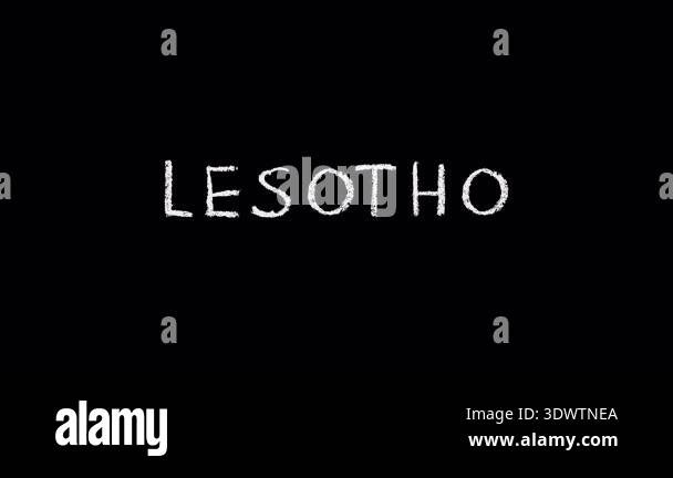 Handwritten word lesotho, a country in africa, appearing on a ...