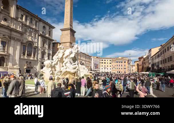 Roma, Italy. February 15, 2025, Bustling crowd of tourists walking in ...