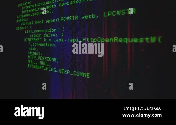Startup-triggered code scrolling revealing C++ calls and geometry ...