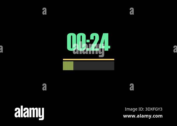30 seconds animated timer video with a yellow progress bar timer, a ...