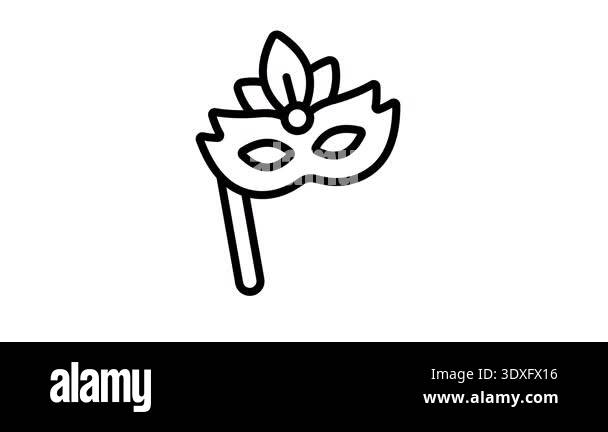 A well designed line style animated icon of party masquerade mask Stock ...