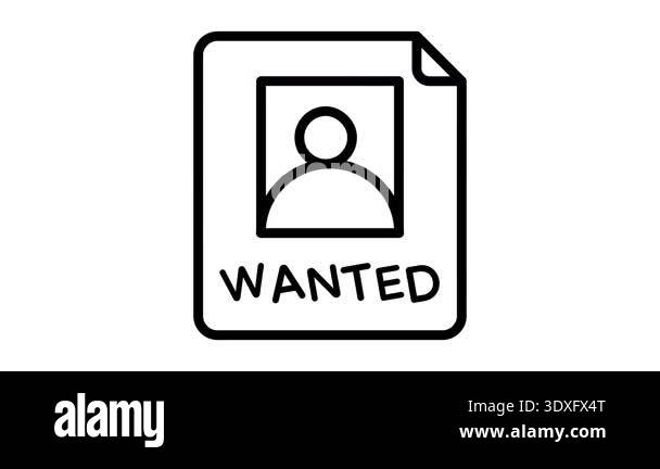 A captivating outline animated icon of wanted poster announcement Stock ...