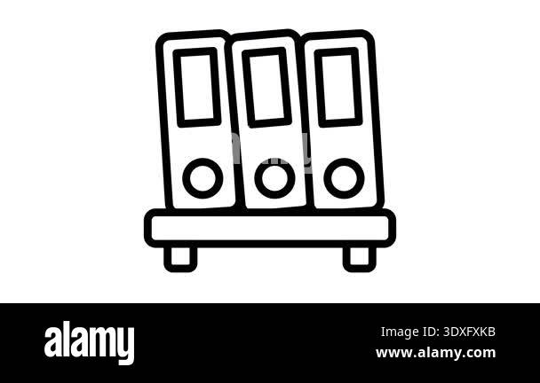 A captivating outline animated icon of binder files stack Stock Video ...
