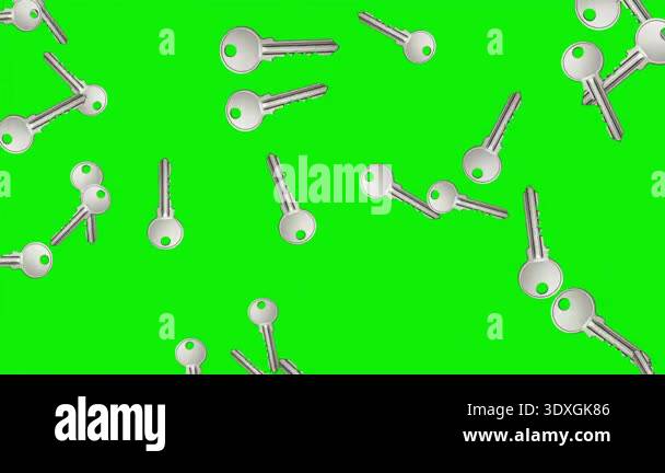 Falling keys motion graphics with green screen background Stock Video ...