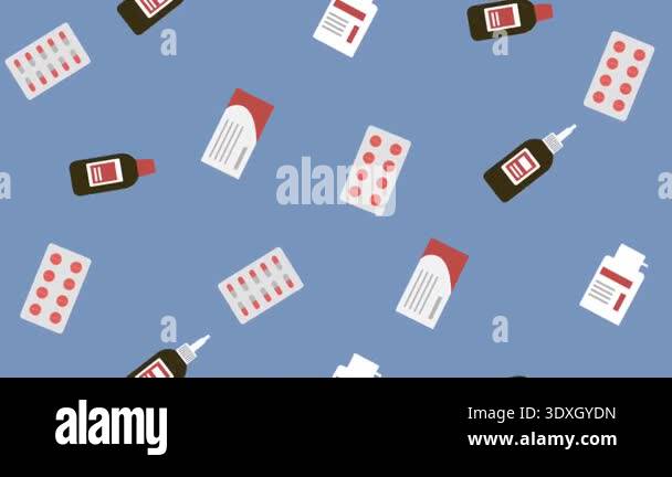 Falling Medicines. Pharmacy Animation. Medications. Red, White Pills ...