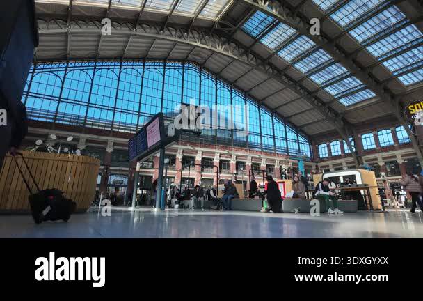 Lille, France - 02 26 2026 : Timelapse inside Lille train station ...