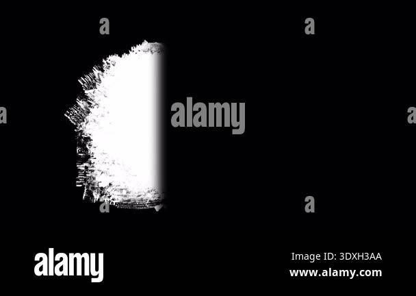 White paint brush stroke animation isolated on green background ...