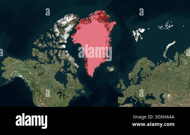 Greenland National Border and Zoomed World Map Background. Diplomatic ...