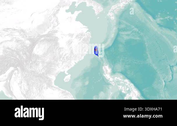 Taiwan Highlighted and Zoomed World Map Background. Diplomatic ...