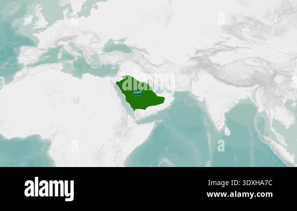 Saudi Arabia Highlighted and Zoomed World Map Background. Diplomatic ...