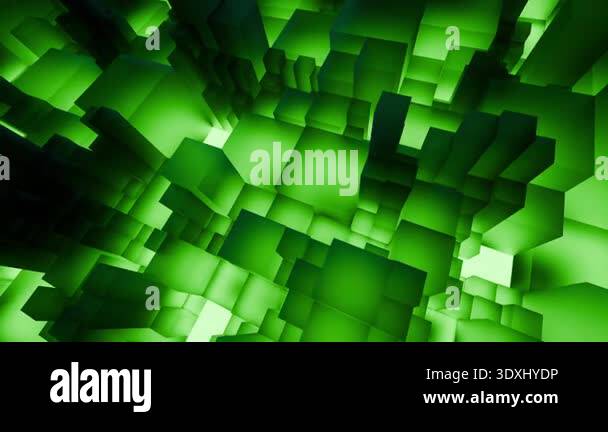 Luminous Green Blocks Forming Deep Tunnel And Mazelike Passage, Neon ...