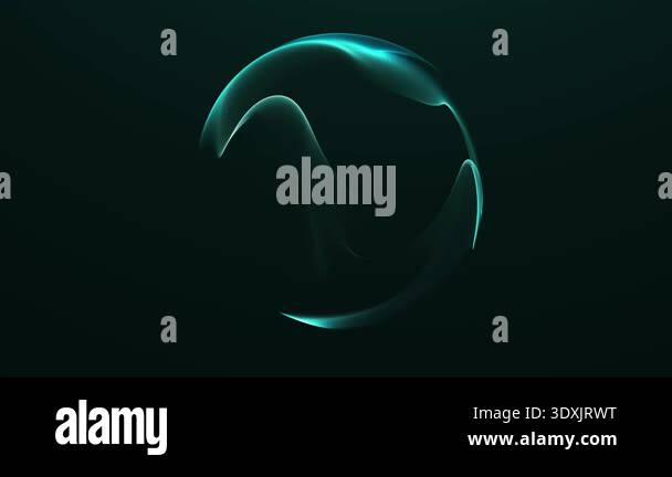 Teal glowing energy sphere with smooth light waves forming abstract ...