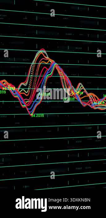 Animation of financial data processing and statistics recording. global ...