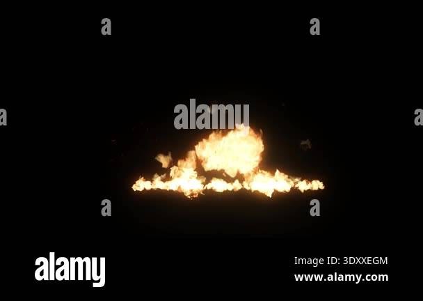 dramatic explosion illuminating the night sky with bright flames ...