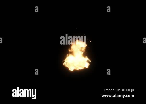 spectacular explosion with fireball effect against pitch-black ...