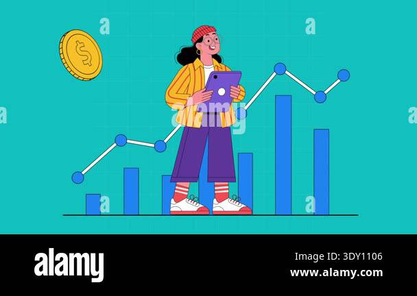 Investment Growth Animation with Rising Profit Chart for Fintech ...