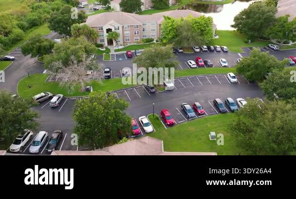 Suburban Florida aerial scene showing car parking layout and apartment ...
