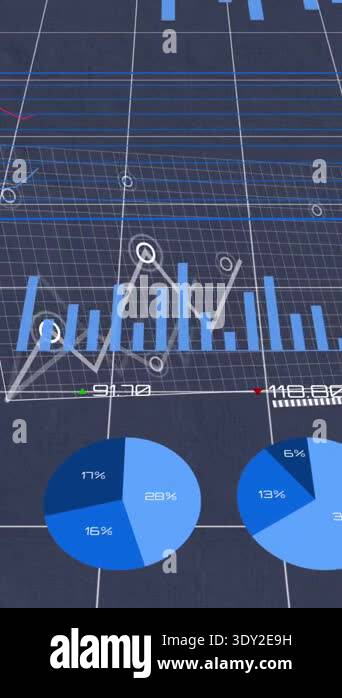 Animation of statistical data processing over grid network against grey ...
