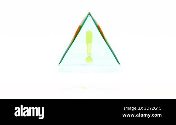 Glass sign warning triangle on white bg rotate endless 4k Stock Video ...