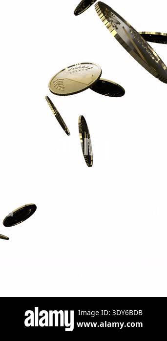 Many Golden Coins Falling Down - isolated on White Background - 3d 4k ...