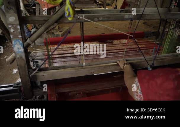 Craftsman's Hand at Work - Weaving Wonders on the Loom Stock Video ...