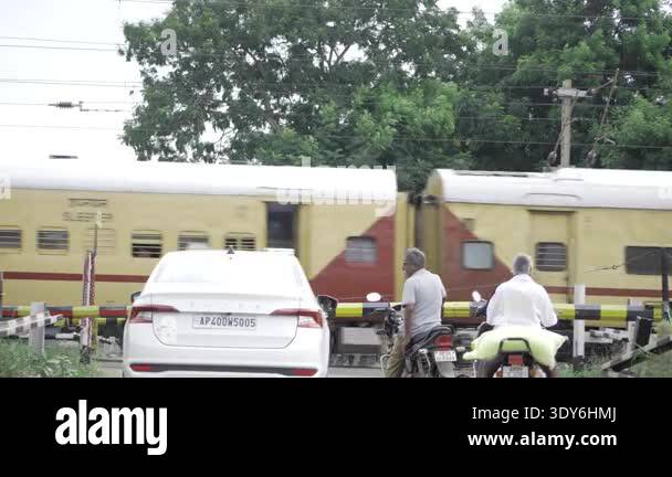 Traffic Interaction at Railway Crossing in India Stock Video Footage ...