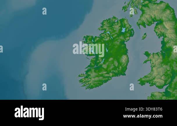 Ireland map - drive. Glow. Physical Stock Video Footage - Alamy