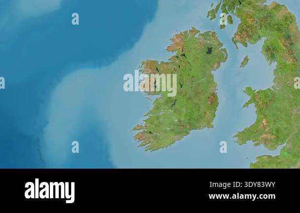 Ireland map - drive. Glow. Satellite Stock Video Footage - Alamy