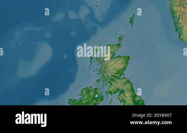 Scotland - Great Britain map - drive. Glow. Physical Stock Video ...