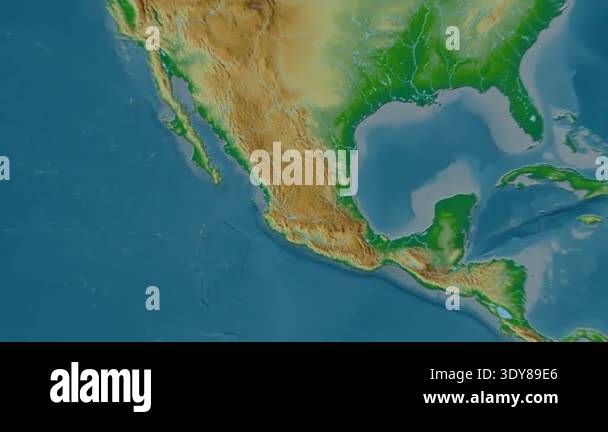 Mexico map - solid. Shadow. Physical. Labels Stock Video Footage - Alamy