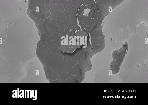 Zambia map - extract. Shadow. Grayscale Stock Video Footage - Alamy