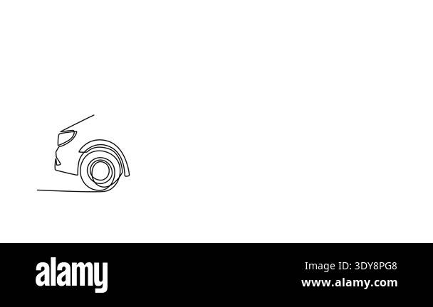 Self drawing animation of single line draw side view of modern ...