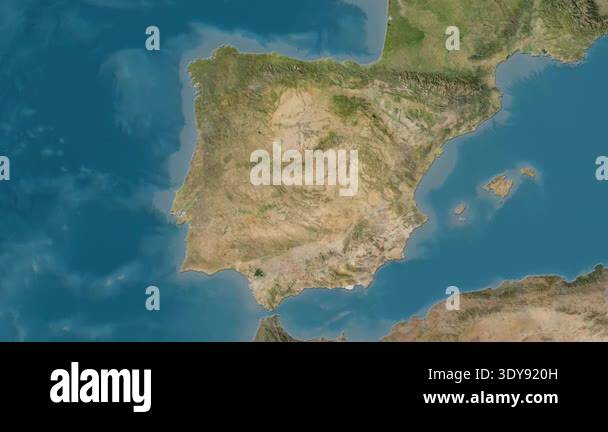 Spain map - drive. Shadow. Satellite Stock Video Footage - Alamy