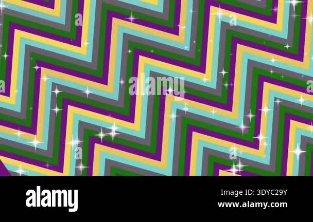Animated zigzag pattern background with vibrant colors and sparkling ...